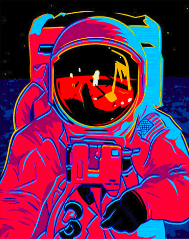 GIF bright trippy astronaut - animated GIF on GIFER - by Hugizel