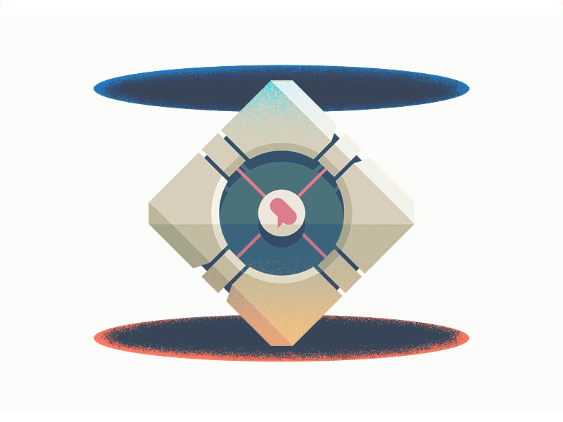 Portal companion cube illustration GIF on GIFER - by Cenaya