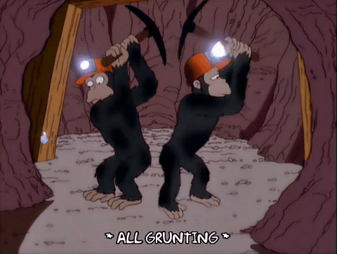 GIF mining monkeys chimps - animated GIF on GIFER