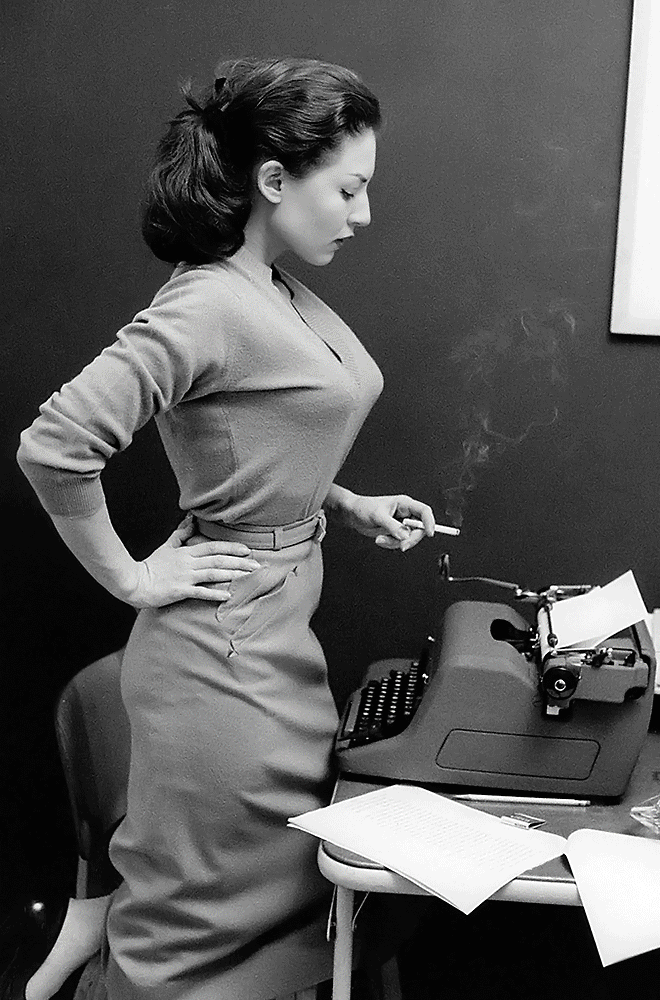 GIF woman typewriter colorization - animated GIF on GIFER