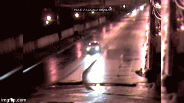 GIF car jumps roundabout - animated GIF on GIFER