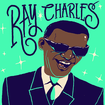 GIF ray charles celanimation portrait - animated GIF on GIFER