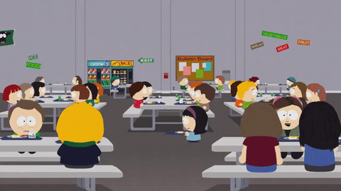 GIF cafeteria eating walking - animated GIF on GIFER