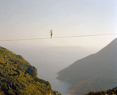 GIF animation landscape tightrope - animated GIF on GIFER