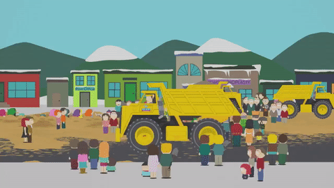 GIF construction site dump truck crowd - animated GIF on GIFER