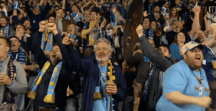 Cheering fans point GIF - Find on GIFER