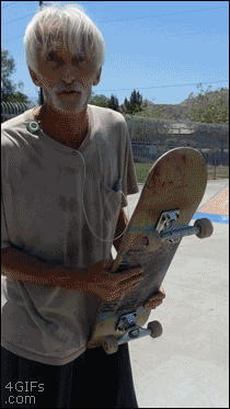 GIF old man skateboard trick - animated GIF on GIFER