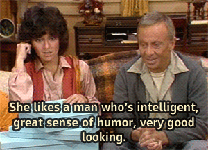 GIF janet wood threes company mr roper - animated GIF on GIFER