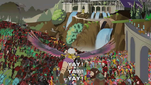 Happy flying crowd GIF - Find on GIFER