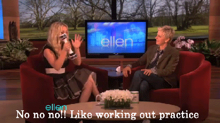 GIF ellen degeneres kaley cuoco shake weight - animated GIF on GIFER