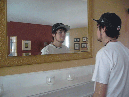 GIF mirror head trick - animated GIF on GIFER