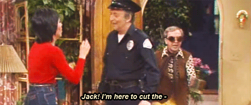 Threes company janet wood mr furley GIF - Find on GIFER