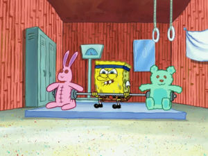 Spongebob Lifting Teddy Bears